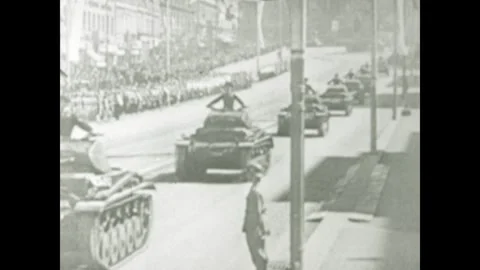 Adolf hitler saluting and german tanks p... | Stock Video | Pond5