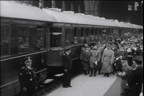 Adolph Hitler says goodbye to Mussolini ... | Stock Video | Pond5