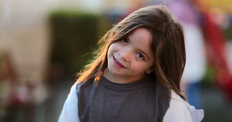 Adorable little girl portrait face stand... | Stock Video | Pond5