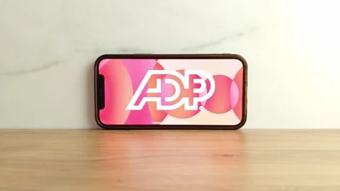 ADP Inc logo displayed on mobile phone | Stock Video | Pond5