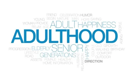 Adulthood animated word cloud, text desi... | Stock Video | Pond5