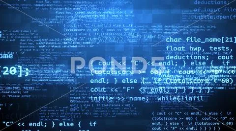 An advanced 3d illustration of a coding program with flying blue ...