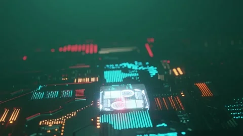 Advanced futuristic CPU and motherboard ... | Stock Video | Pond5