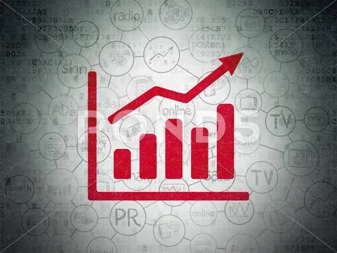 Advertising concept: Growth Graph on Digital Paper background: Graphic ...
