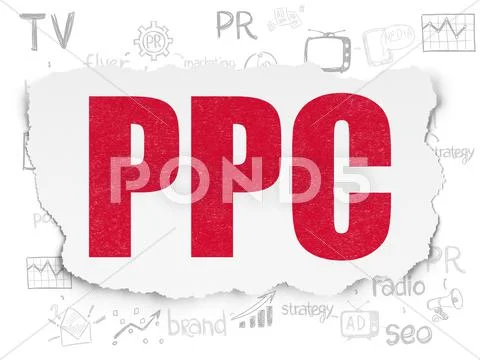 Advertising concept: PPC on Torn Paper background: Royalty Free #65605230