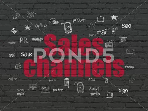 Advertising Concept: Sales Channels On Wall Background - Stock Image ...