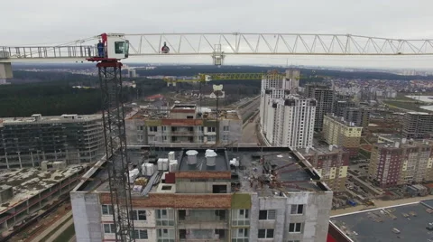 Aerial 4K: Construction crane at a const... | Stock Video | Pond5