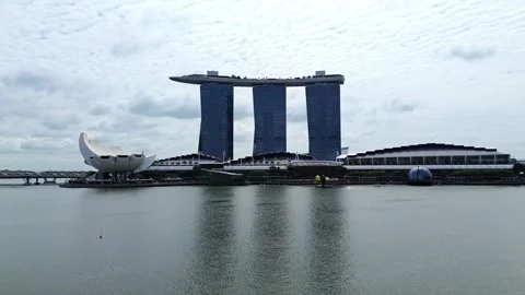 Aerial 4k drone footage of Marina Bay Sa... | Stock Video | Pond5