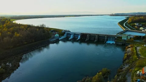 Aerial 4K drone footage of a Ptuj Lake a... | Stock Video | Pond5