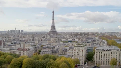 Aerial 4k drone shot of Paris and the Ei... | Stock Video | Pond5
