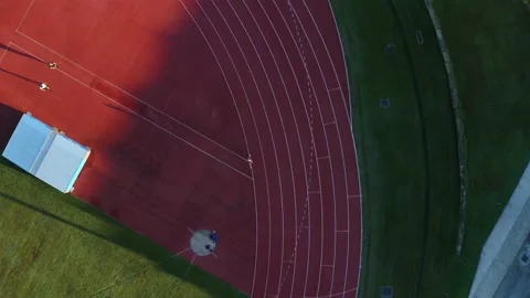 Aerial 4K Drone Top View Of Man Running ... | Stock Video | Pond5