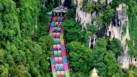 Aerial 4K footage of Lord Murugan statue... | Stock Video | Pond5