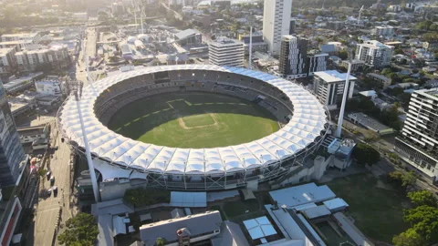 Aerial 4k Gabba Cricket Ground Olympics ... | Stock Video | Pond5