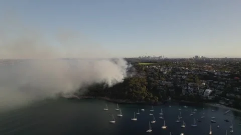 Aerial 4k Sydney Back burning fire Helic... | Stock Video | Pond5