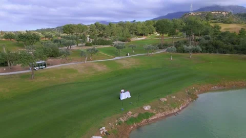 Aerial 4k view of DJ playing at Golf Cou... | Stock Video | Pond5