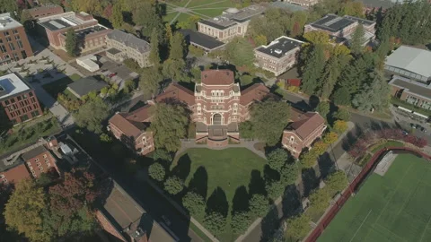 Aerial Above a Corner College Campus Bui... | Stock Video | Pond5