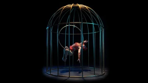 Aerial acrobatics on a rotating hoop in ... | Stock Video | Pond5