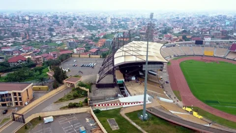 Aerial of Ahmadou Ahidjo Stadium in Yaou... | Stock Video | Pond5