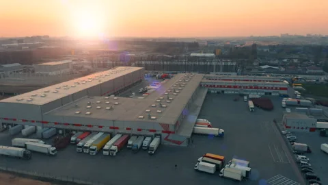 Aerial all-round view of a large modern ... | Stock Video | Pond5