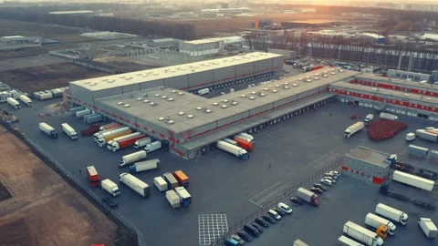 Aerial all-round view of the logistics p... | Stock Video | Pond5
