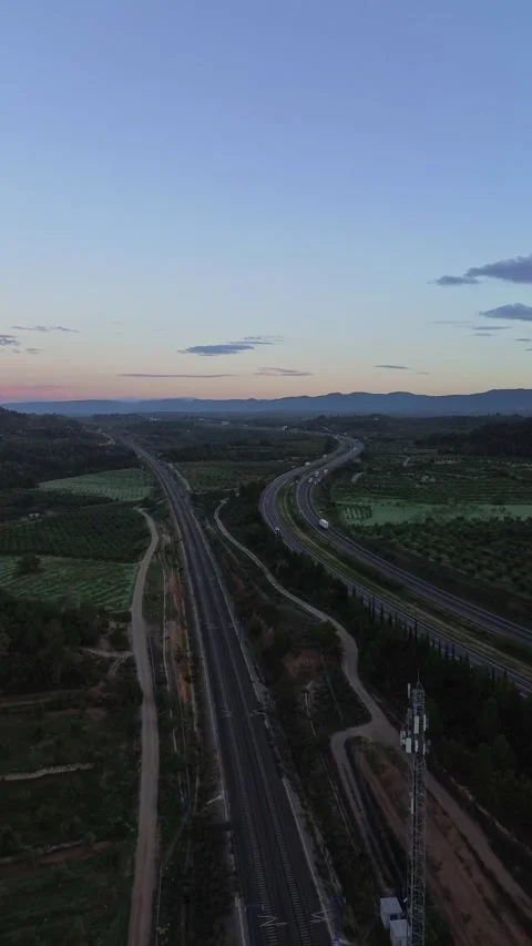 Aerial of AP-2 Highway during Twilight P... | Stock Video | Pond5