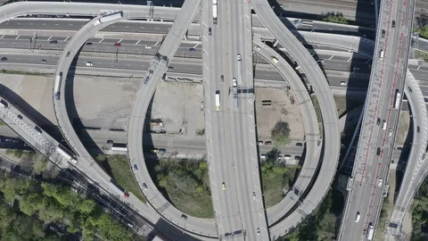 Aerial Big Highway Intersections of Cars... | Stock Video | Pond5