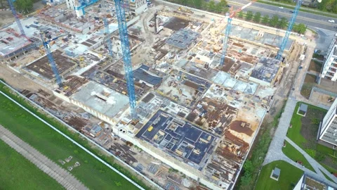 Aerial Bird Eye View Of a Construction S... | Stock Video | Pond5