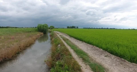 Aerial bird eye view of water canal and ... | Stock Video | Pond5