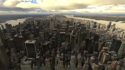 Aerial bird view of Manhattan Midtown 4k... | Stock Video | Pond5