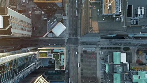 Aerial birds eye overhead top down view ... | Stock Video | Pond5