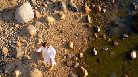 Aerial Birds Eye View Of Women Wearing F... | Stock Video | Pond5