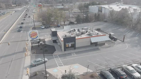 Aerial Burger King Car Driving into Driv... | Stock Video | Pond5