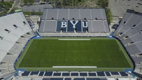 Aerial BYU University football stadium e... | Stock Video | Pond5