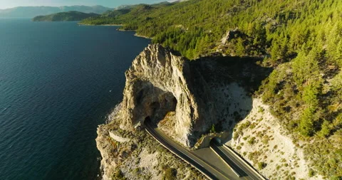 Aerial Cave Rock tunnel along the easter... | Stock Video | Pond5