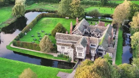 Aerial clip of Little Moreton Hall near ... | Stock Video | Pond5