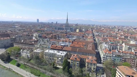 Aerial clips of Po river and Mole Antone... | Stock Video | Pond5