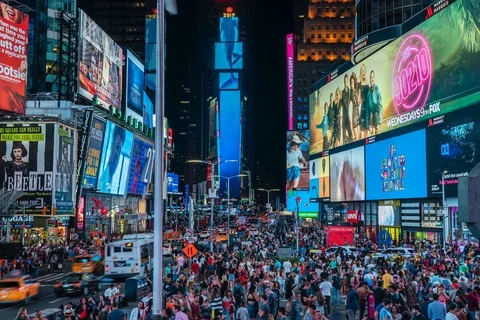 Aerial Close Up Time Lapse of Times Squa... | Stock Video | Pond5