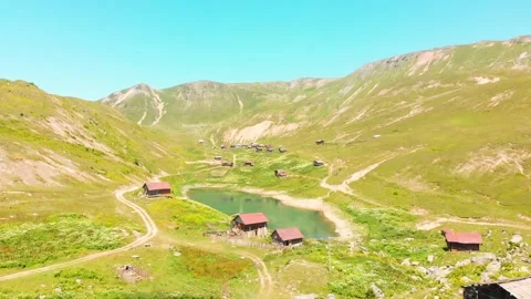 Aerial close top view Shuamta small lake... | Stock Video | Pond5