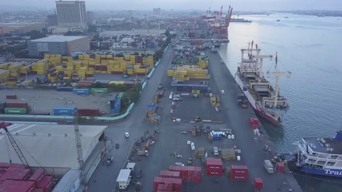 Aerial Container terminal port,Cebu City... | Stock Video | Pond5