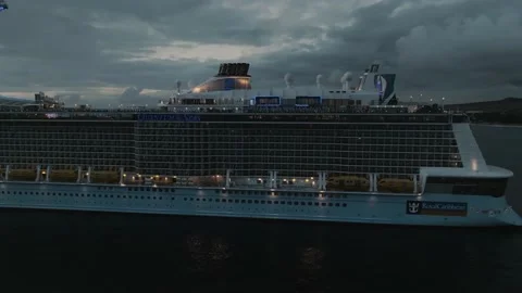 Aerial Cruise Ship Pan Side View. Royal ... | Stock Video | Pond5