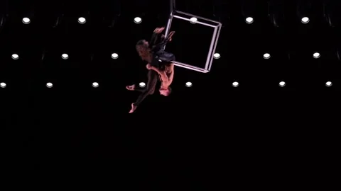 Aerial cube duo on black background perf... | Stock Video | Pond5