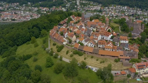Aerial of the Dilsberg Castle in Germany... | Stock Video | Pond5