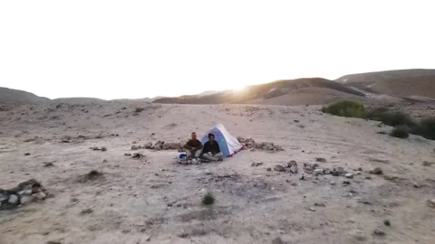 Aerial Dolly Forward Over Two Friends At... | Stock Video | Pond5