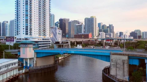 Aerial Downtown Miami River Brickell Cit... | Stock Video | Pond5