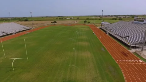 Aerial drone of Empty high school stadiu... | Stock Video | Pond5