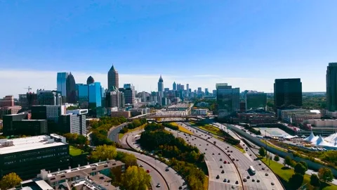 Aerial drone footage of Atlanta skyline ... | Stock Video | Pond5