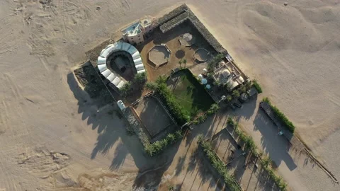 Aerial drone reveal shot of desert ranch... | Stock Video | Pond5