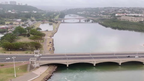 Aerial drone shot along the Umgeni bridg... | Stock Video | Pond5