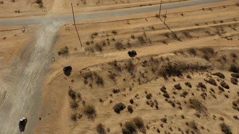 Aerial Drone Top View of UTVs racing on ... | Stock Video | Pond5
