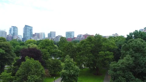 Aerial drone video Boston Common central... | Stock Video | Pond5